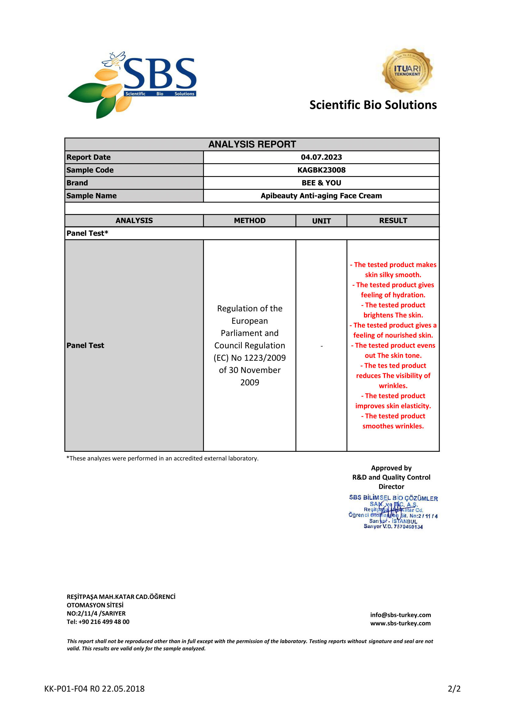 Apibeauty Anti-aging Face Cream - Analysis 2
