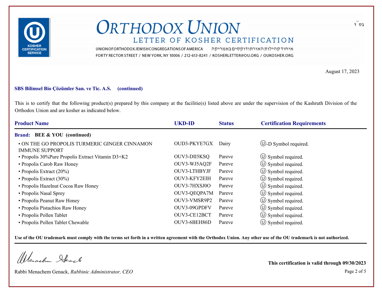 KOSHER Certificates 2